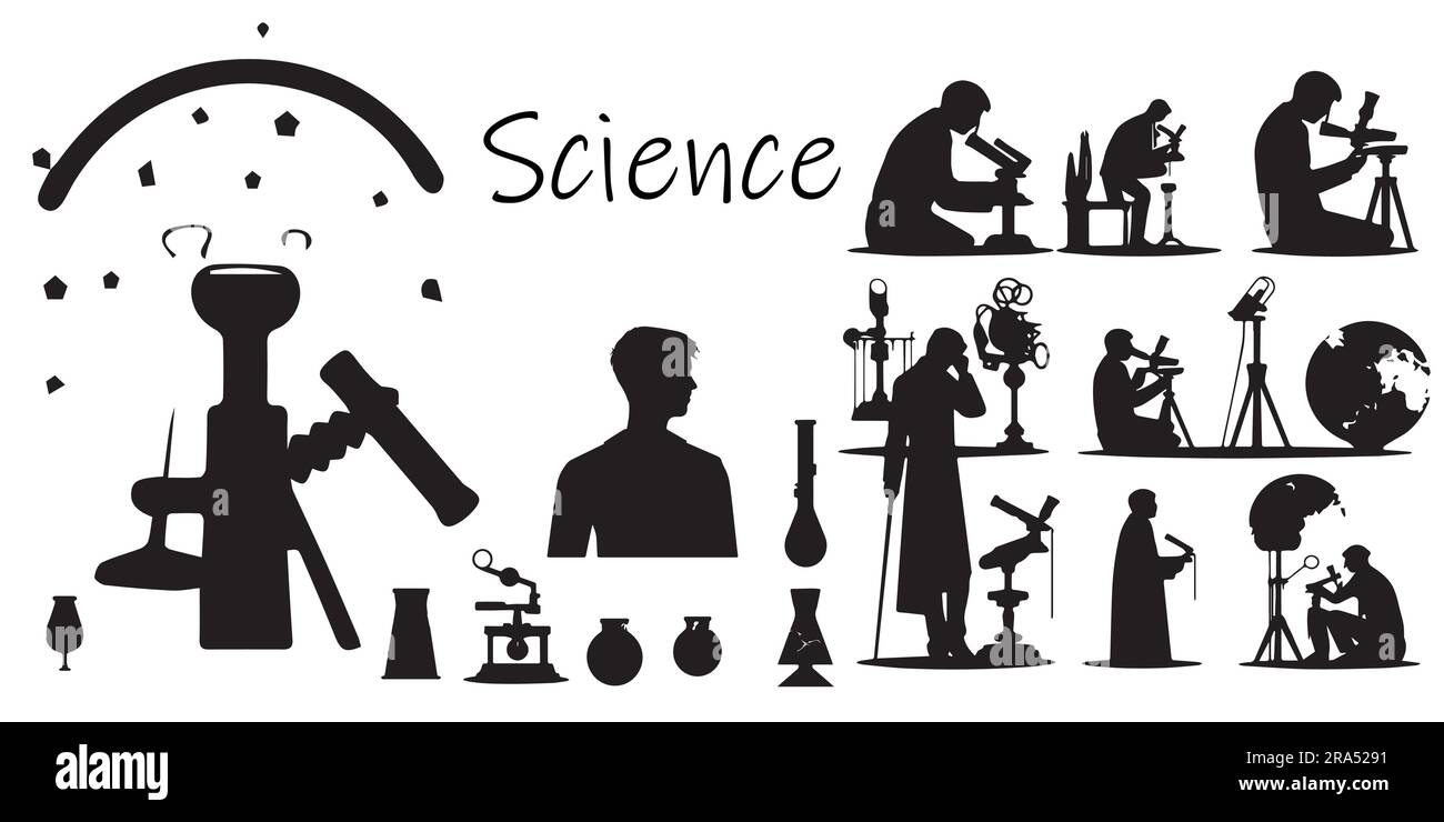 A set of silhouette Science element vector illustration Stock Vector ...