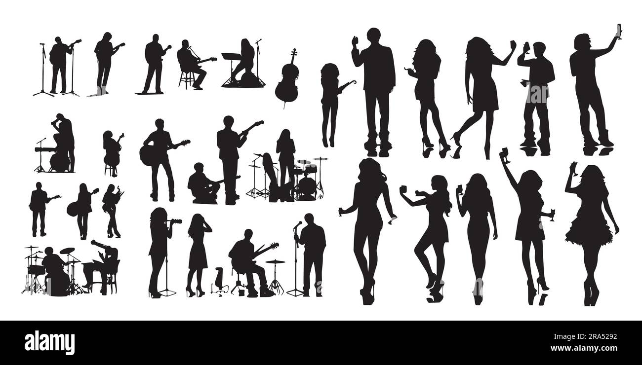 A set of silhouette musician people vector illustration Stock Vector ...