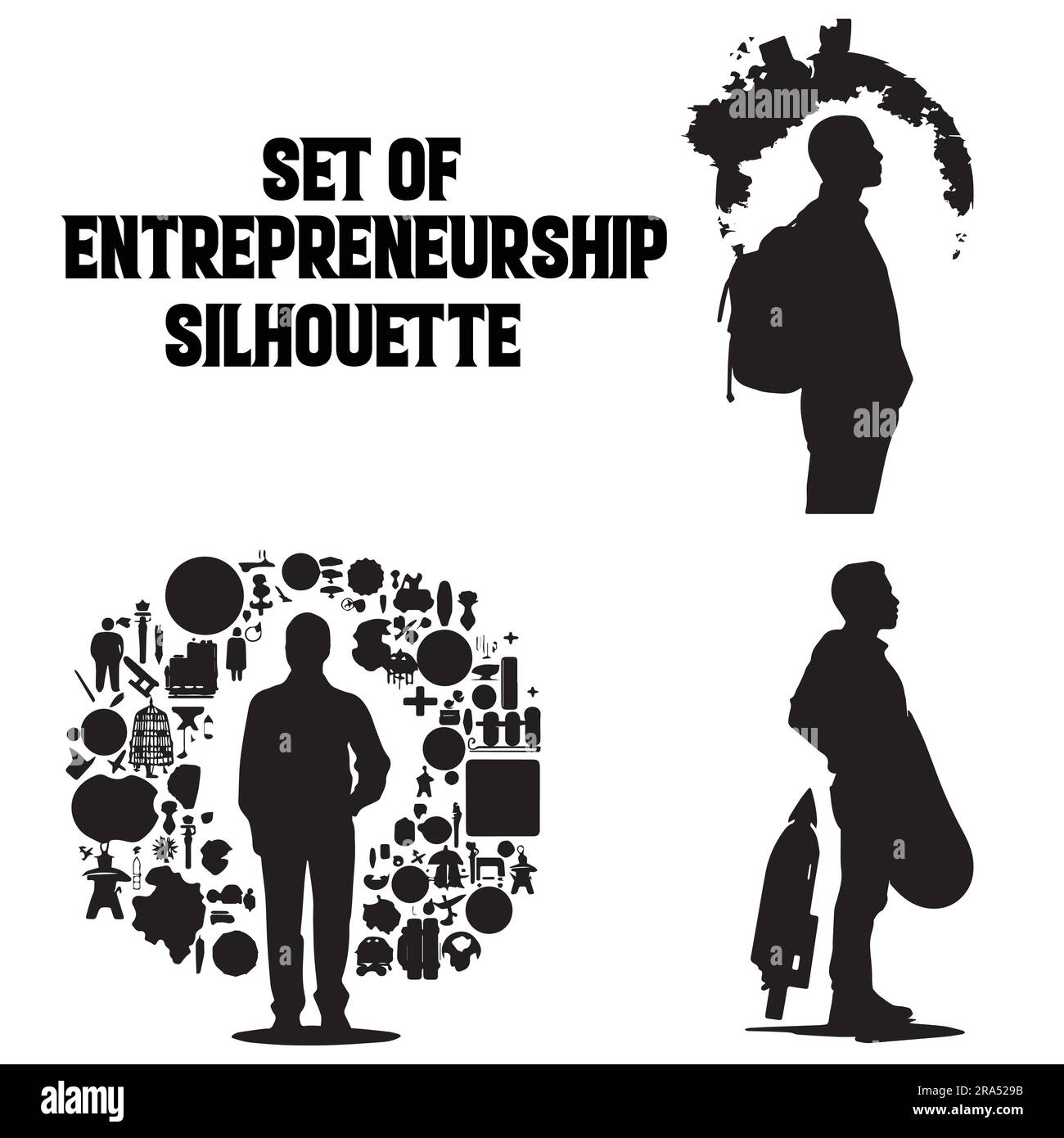 A set of silhouette Entrepreneurship vector illustration Stock Vector ...
