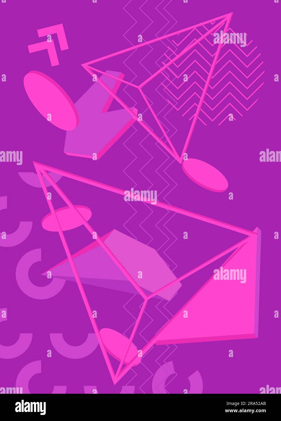 Geometrical pink graphic minimal background. Retro geometric dark theme ...