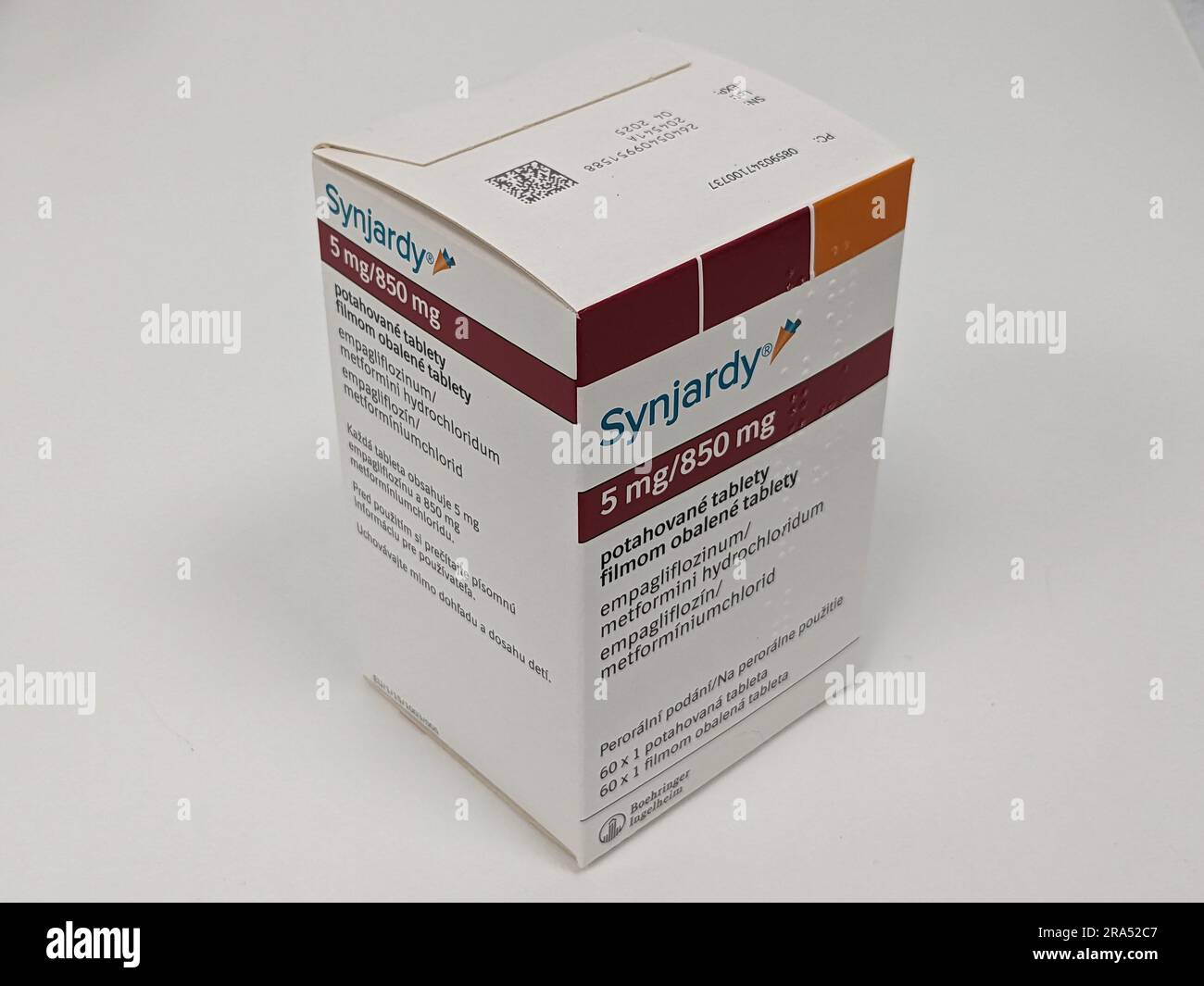 Prague,Czech Republic-August 27 2024: SYNJARDY box of medication with ...