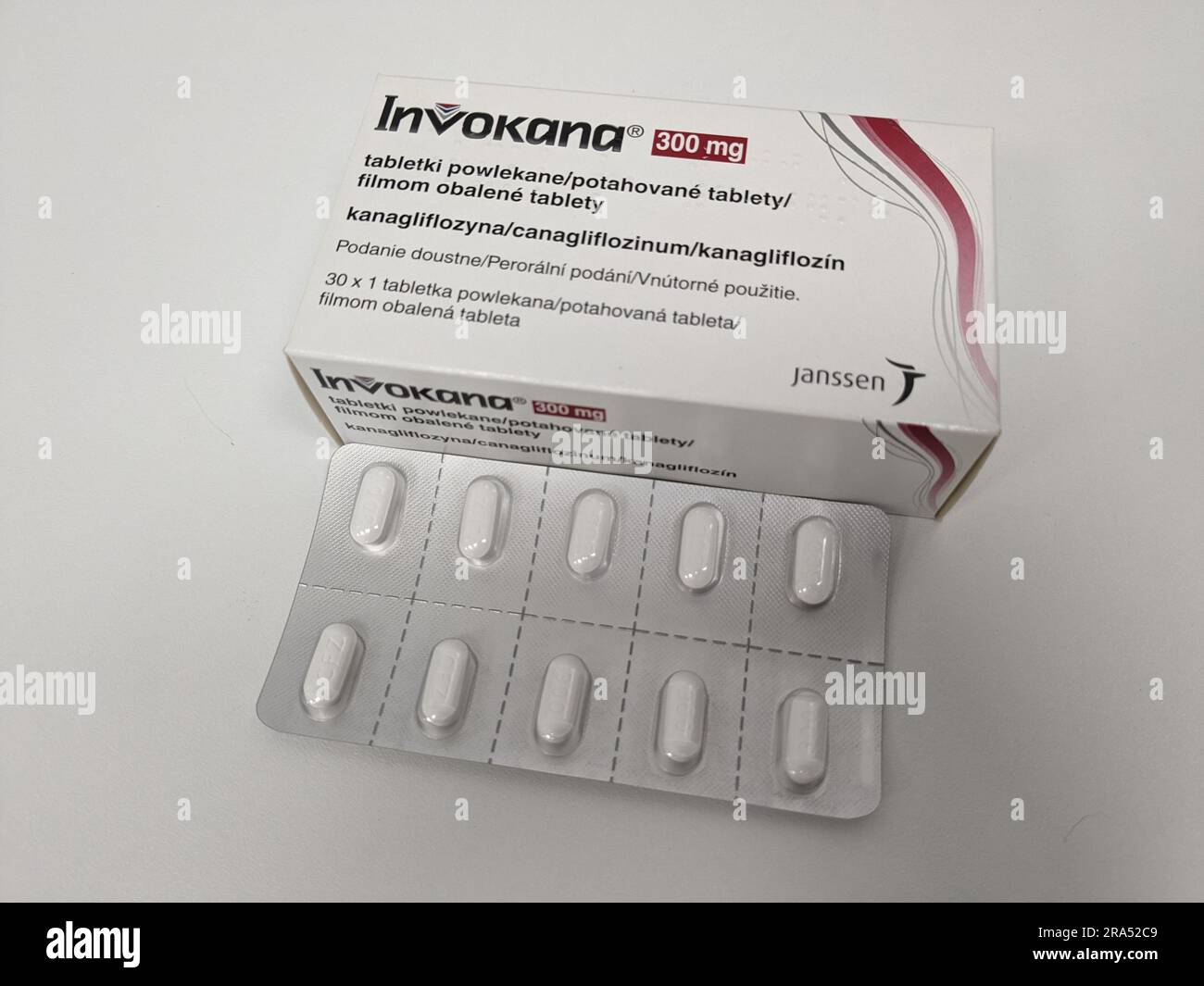 Prague,Czech republic- March 31 2024: box of INVOKANA medication with active substance ...