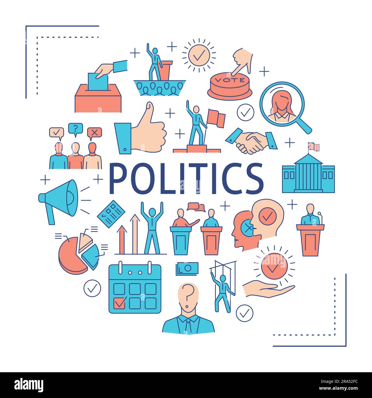 Politics and elections round poster. Political candidates and voting ...