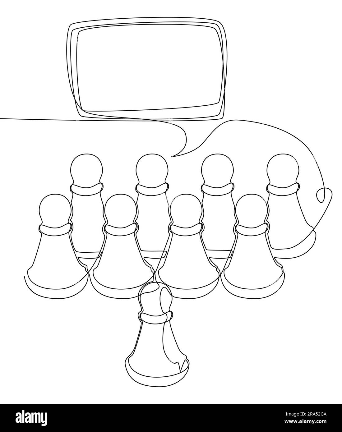 One continuous line of speech bubble with pawn, chess piece. Thin Line ...