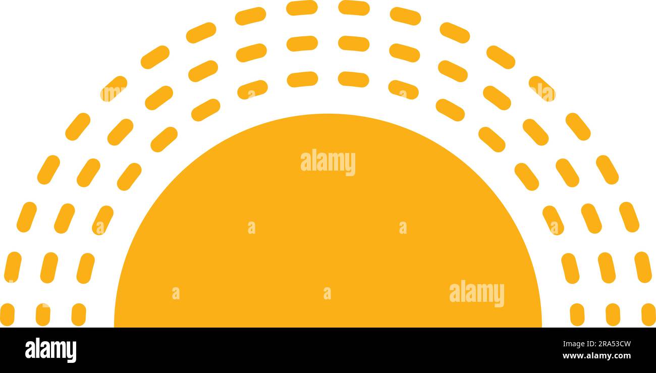 Yellow half sun icon in flat style. Sunset simple graphic symbol ...