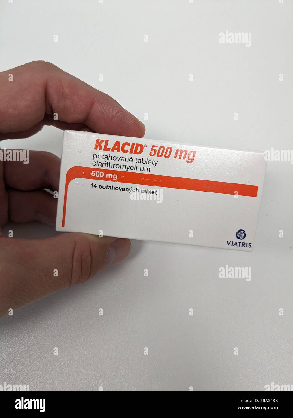 Pharmacy store- Klacid antibiotics medicine in pill form in a box ...