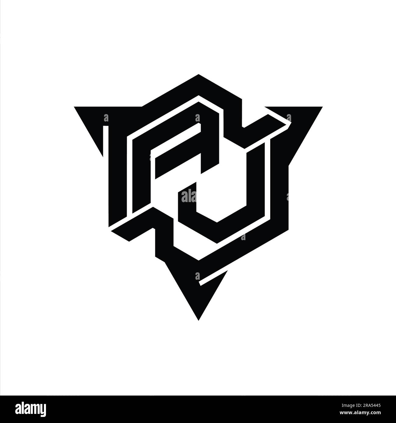 AV Letter Logo monogram hexagon shape with triangle outline gaming ...