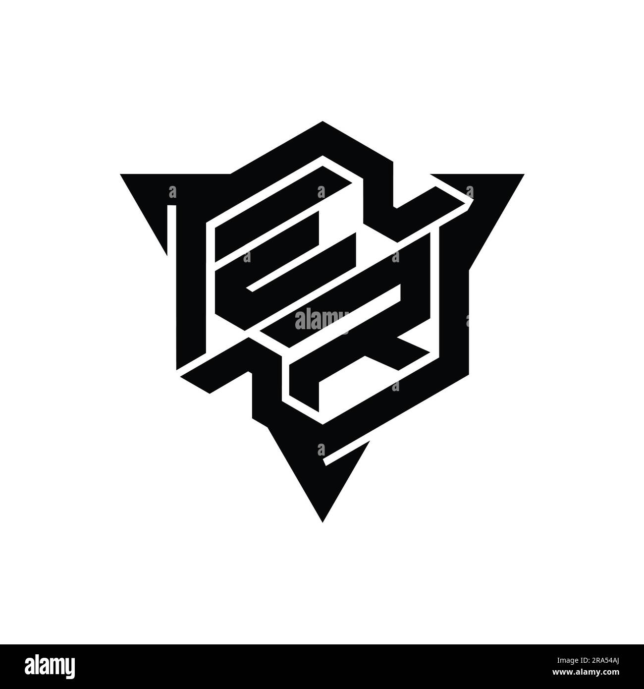 ER Letter Logo monogram hexagon shape with triangle outline gaming ... ER Letter Logo monogram hexagon shape with triangle outline gaming ...