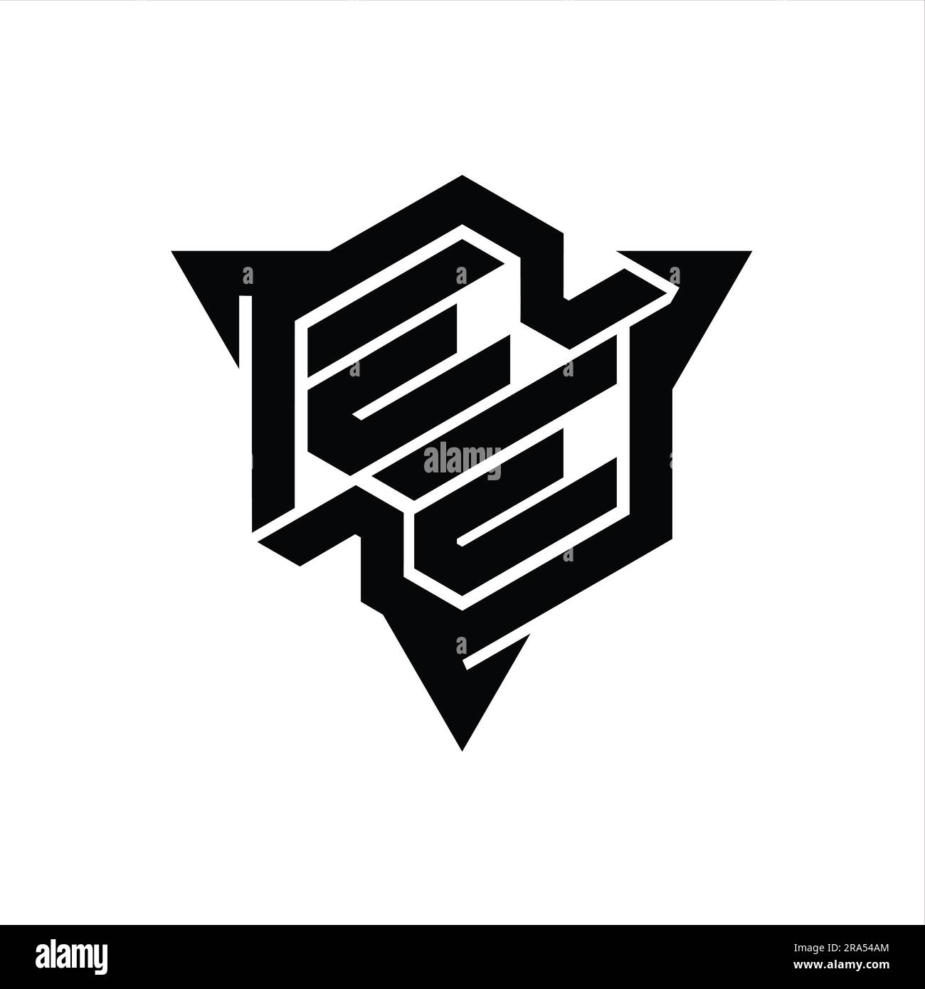 EE Letter Logo monogram hexagon shape with triangle outline gaming ...