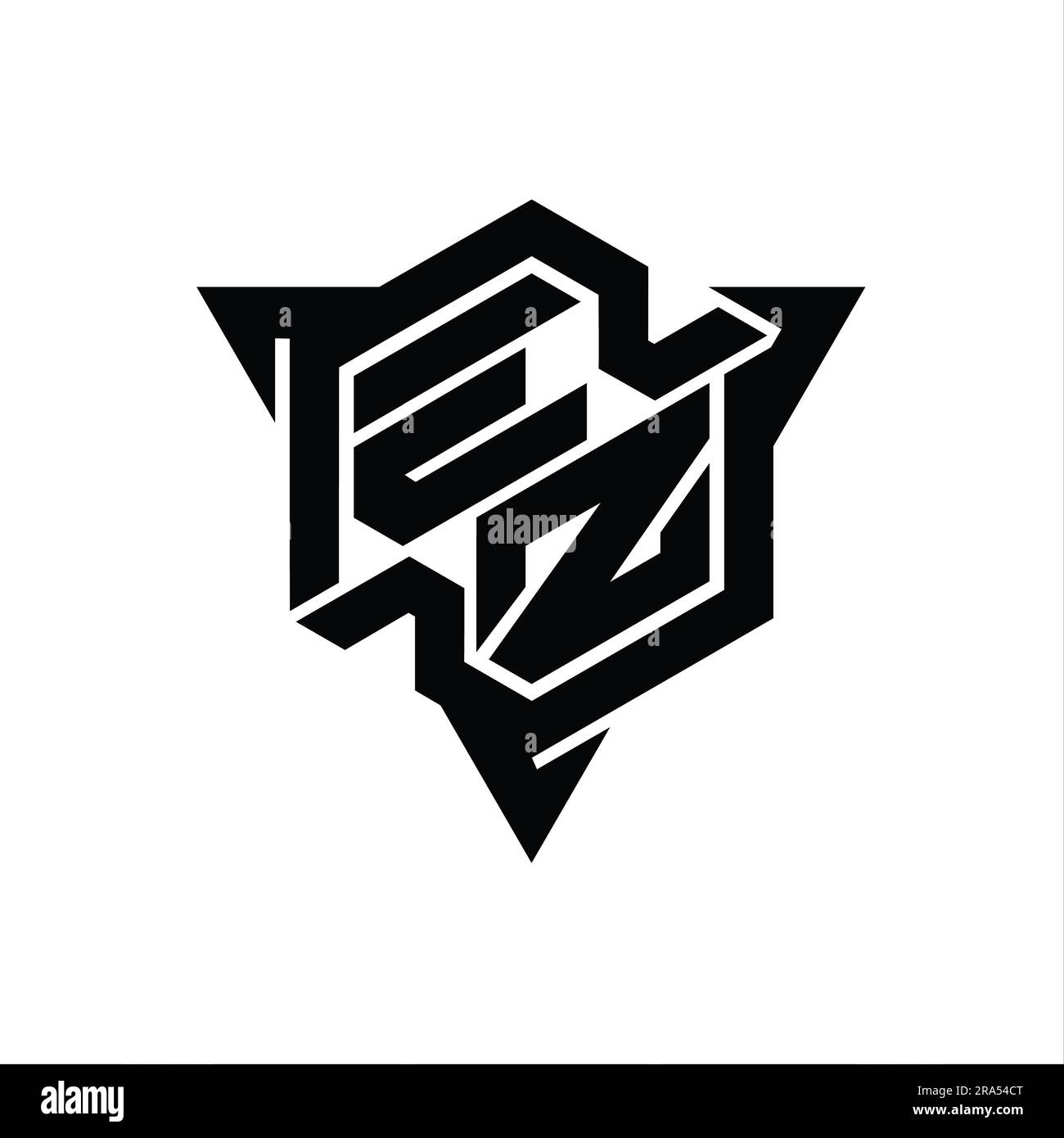 EZ Letter Logo monogram hexagon shape with triangle outline gaming style design template Stock ...