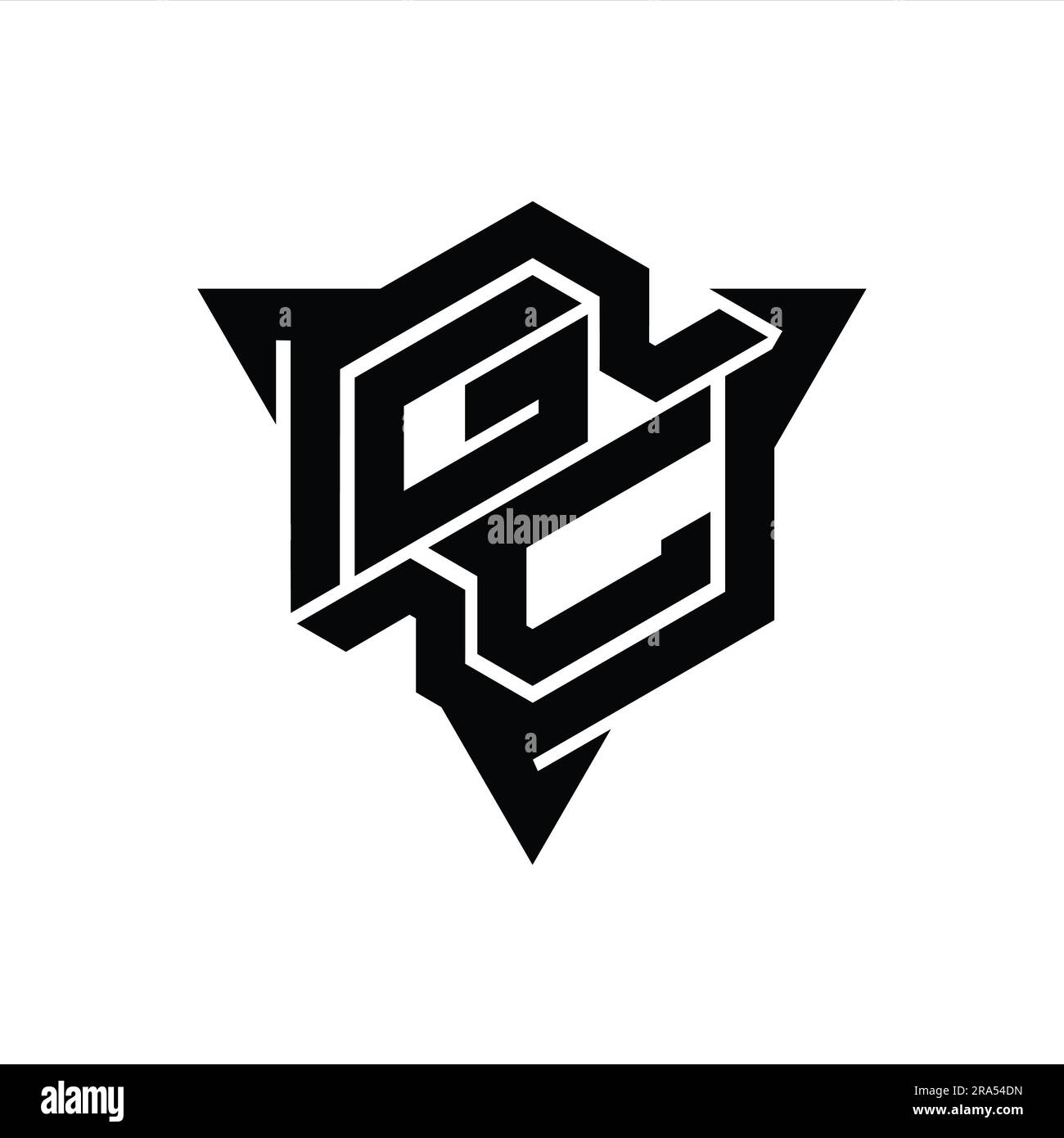 GC Letter Logo monogram hexagon shape with triangle outline gaming style design template Stock ...