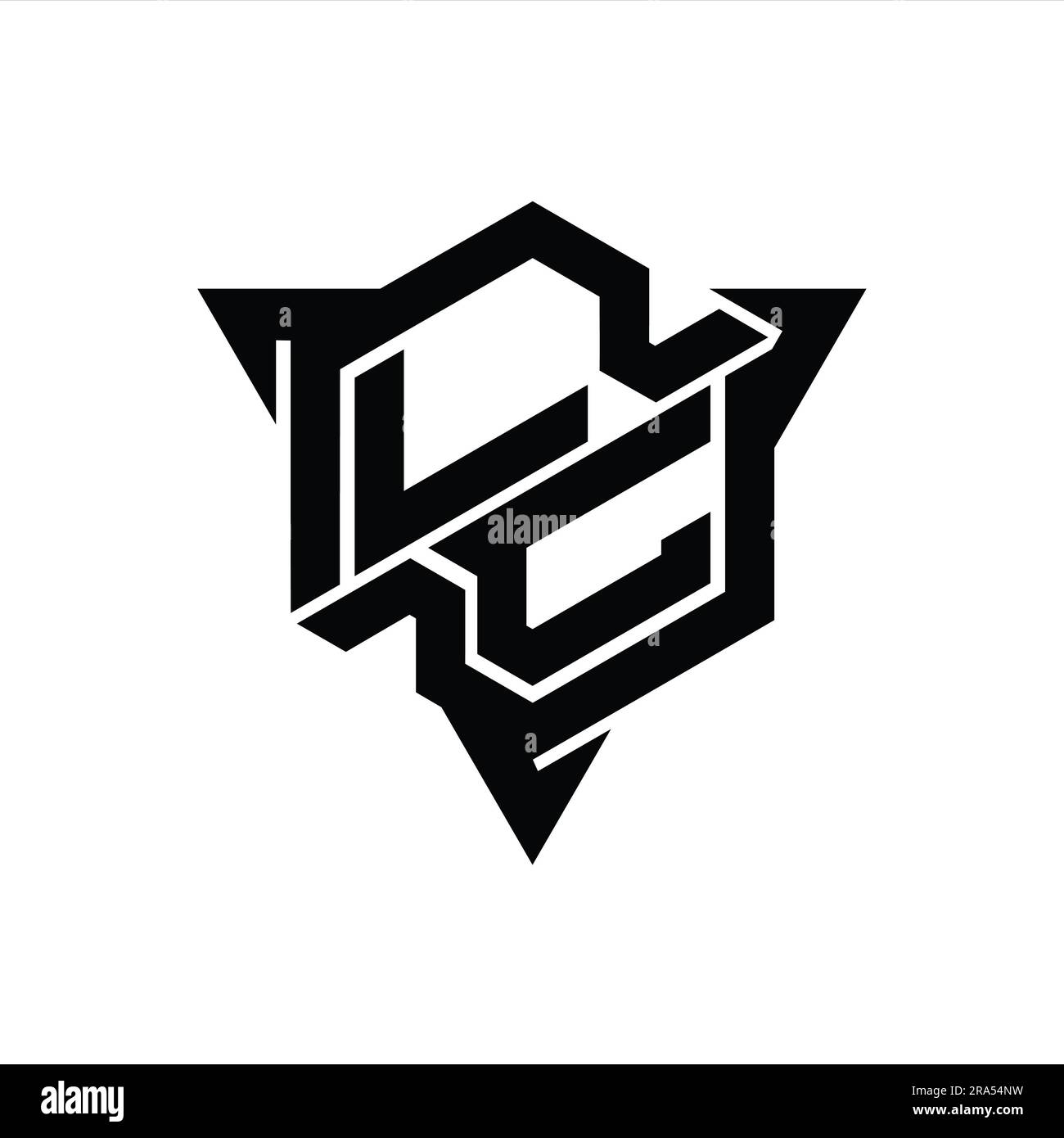 LC Letter Logo monogram hexagon shape with triangle outline gaming ...