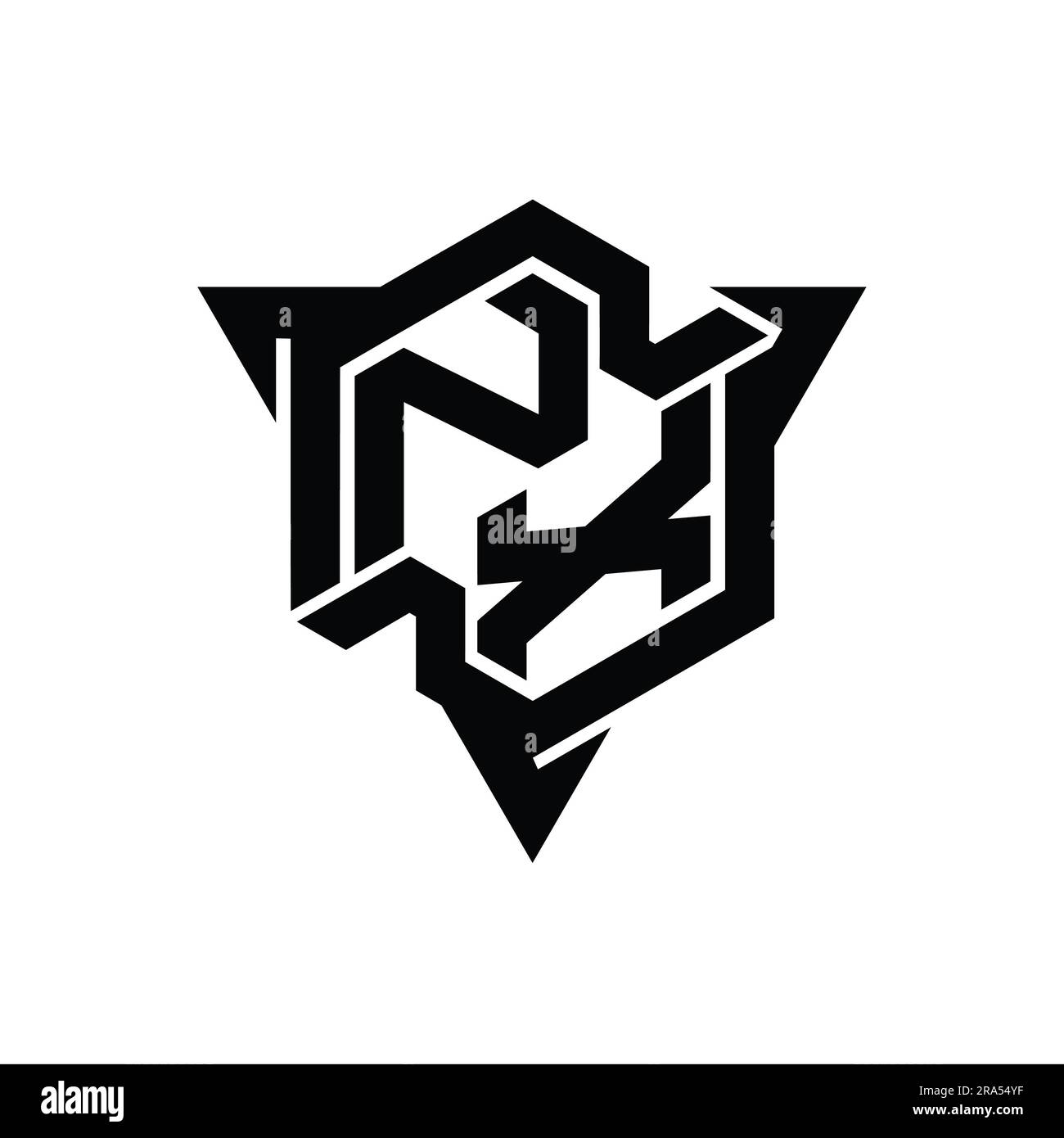 NX Letter Logo monogram hexagon shape with triangle outline gaming ...