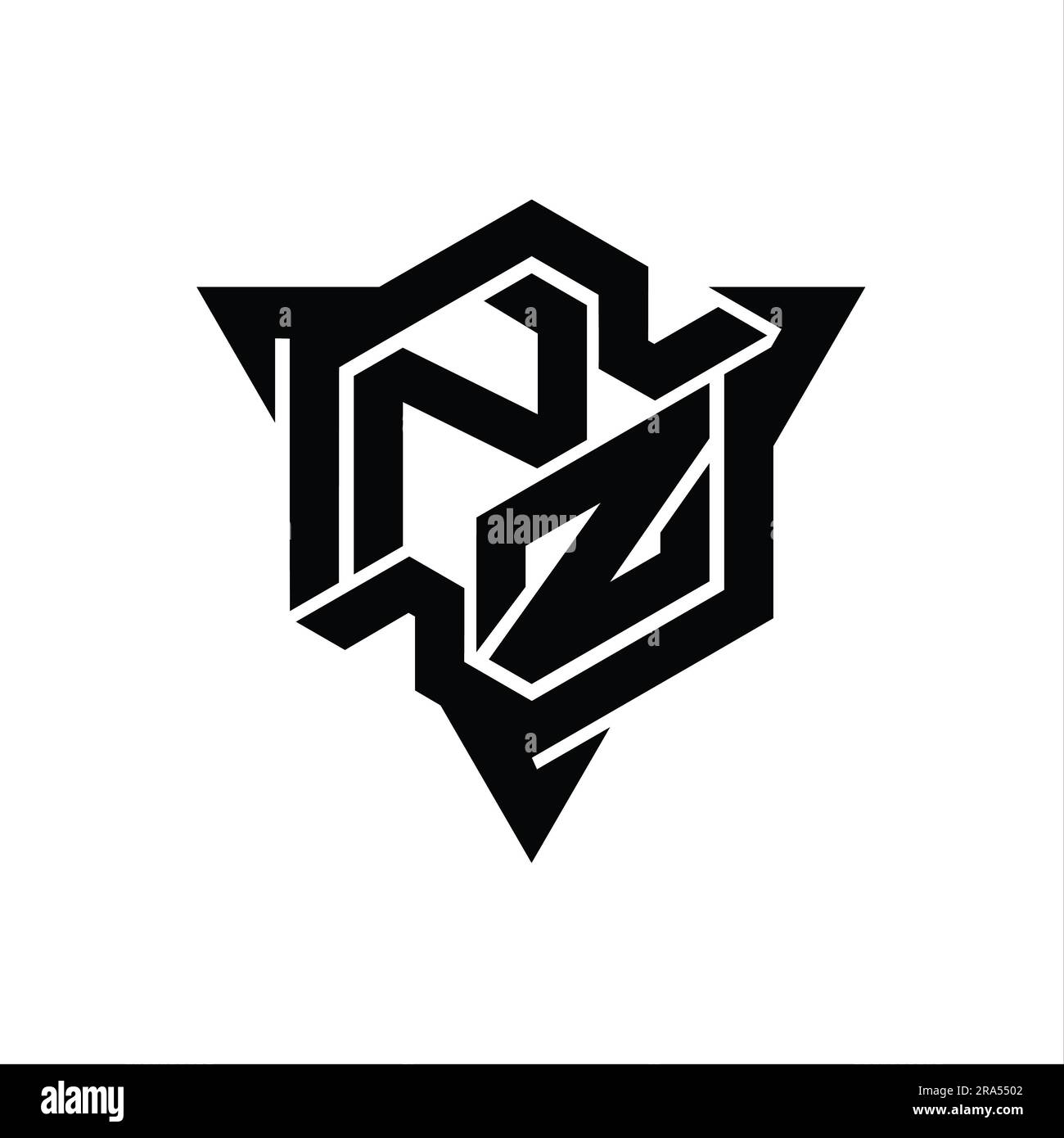 NZ Letter Logo monogram hexagon shape with triangle outline gaming ... NZ Letter Logo monogram hexagon shape with triangle outline gaming ...