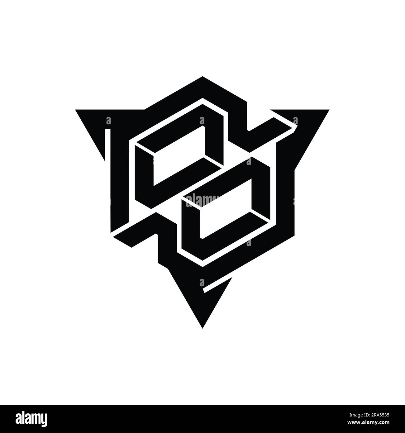 OO Letter Logo monogram hexagon shape with triangle outline gaming ...