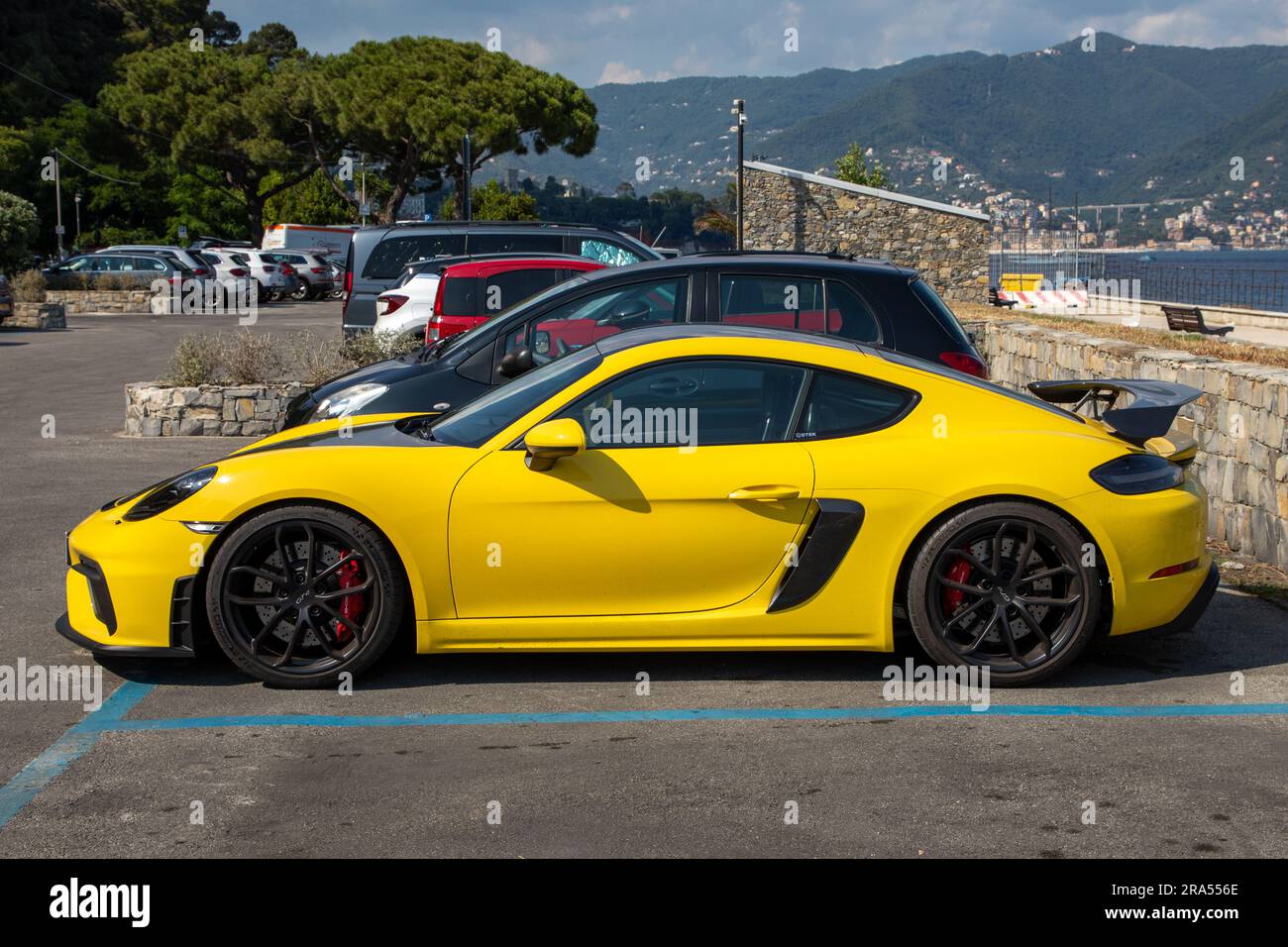 Bordeaux , France - 06 27 2023 : Porsche gt4 color yellow side modern ...