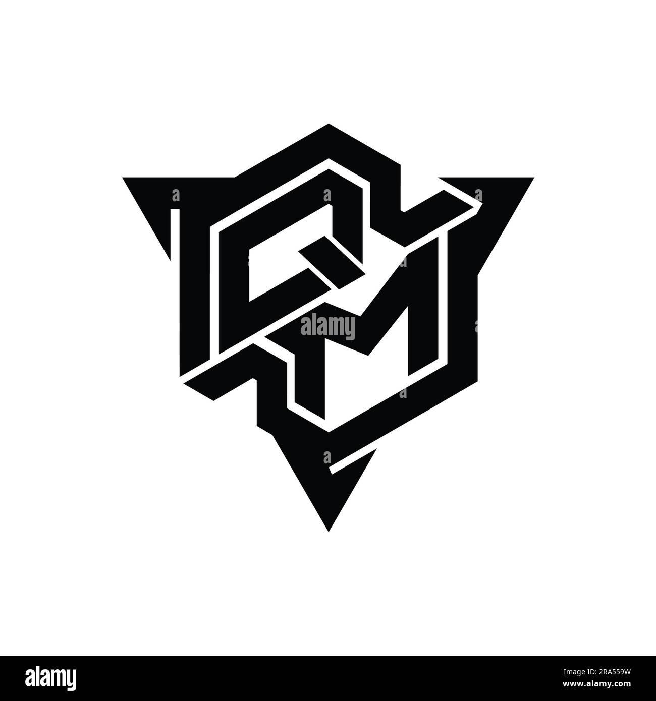 QM Letter Logo monogram hexagon shape with triangle outline gaming ... QM Letter Logo monogram hexagon shape with triangle outline gaming ...