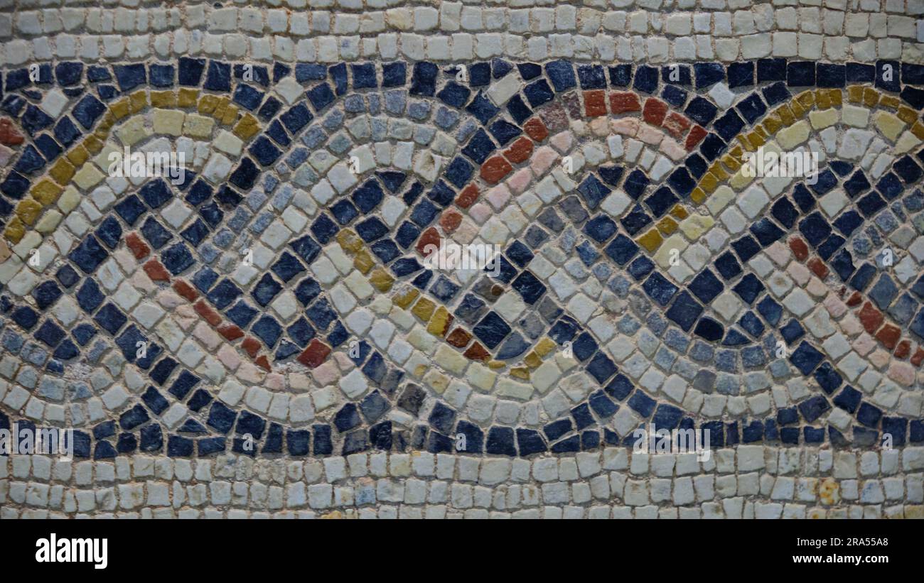 Geometric mosaic in Zeugma archaeological museum Stock Photo - Alamy