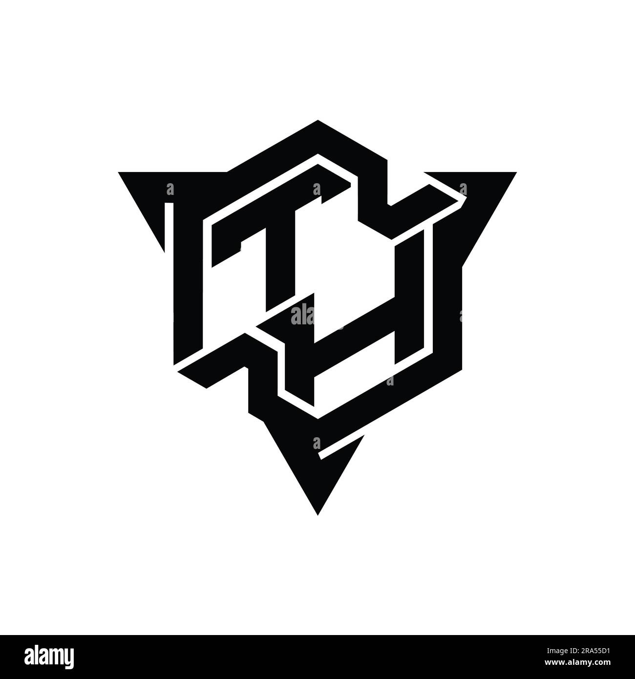 TH Letter Logo monogram hexagon shape with triangle outline gaming ... TH Letter Logo monogram hexagon shape with triangle outline gaming ...