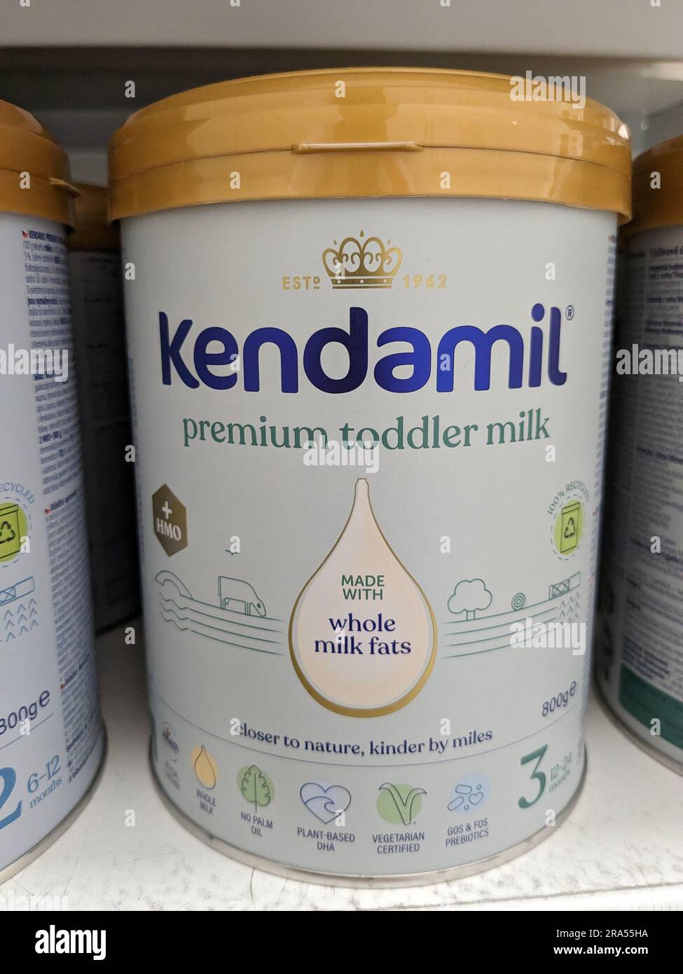 Nutrilon infant milk displayed on the shelves in a pharmacy,baby ...