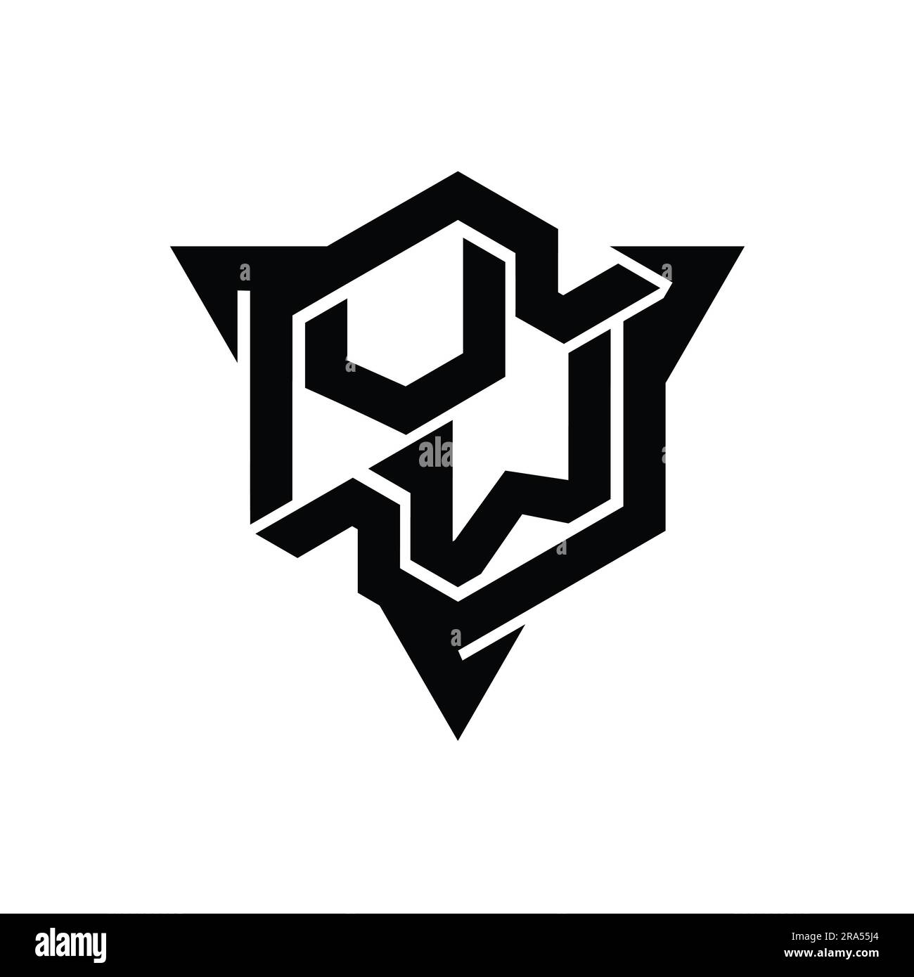 VW Letter Logo monogram hexagon shape with triangle outline gaming ...