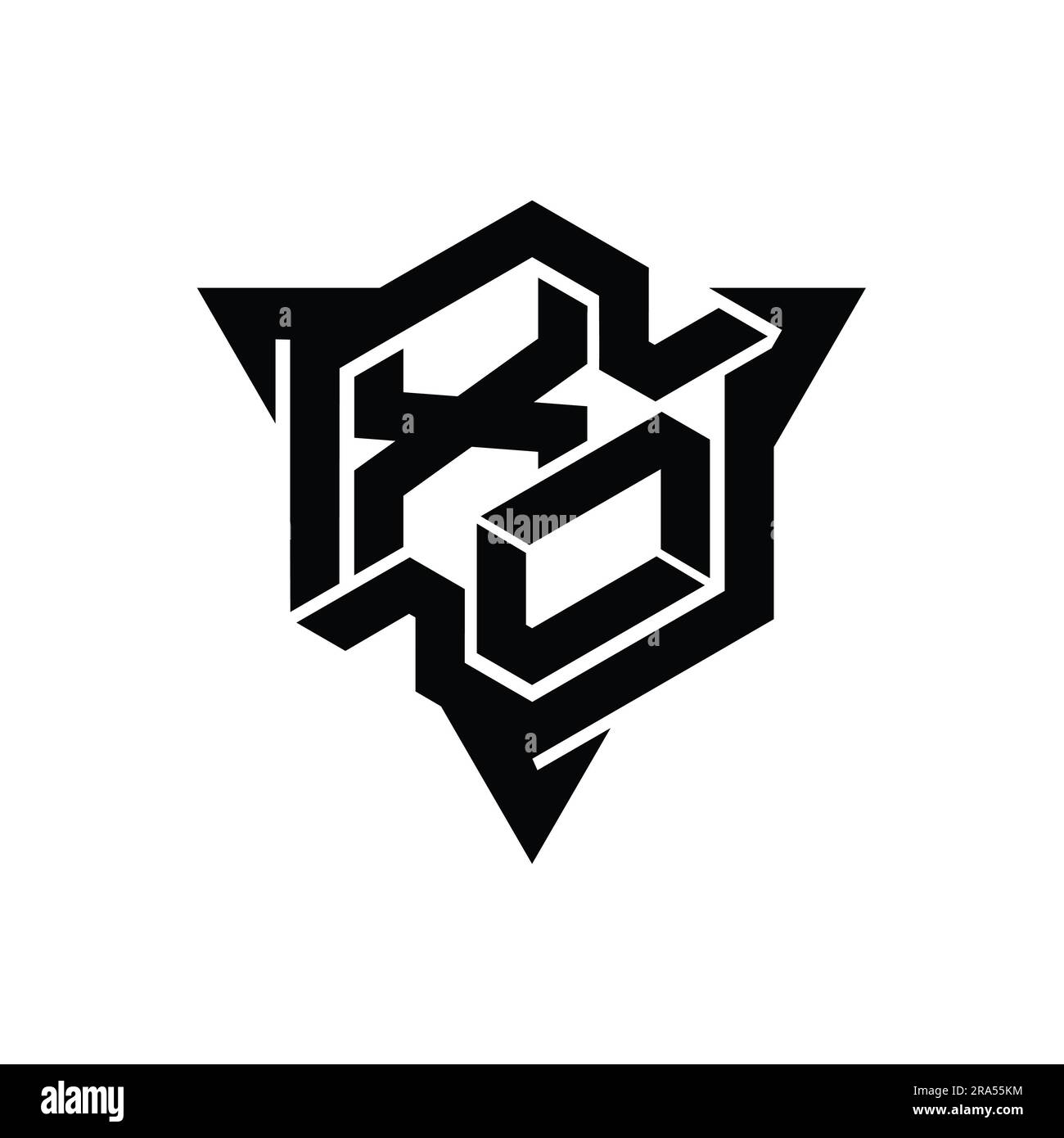 XO Letter Logo monogram hexagon shape with triangle outline gaming ...