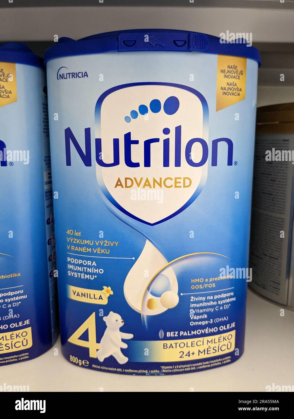 Nutrilon infant milk displayed on the shelves in a pharmacy,baby ...