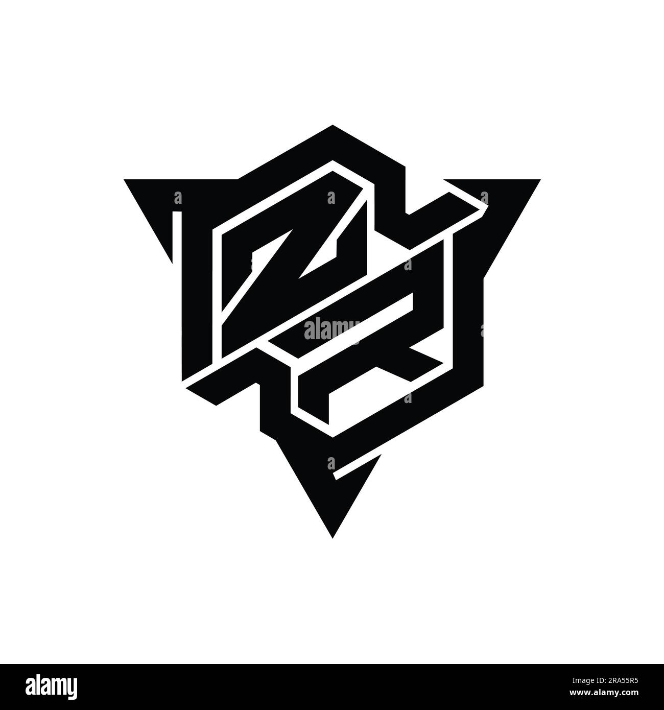 ZR Letter Logo monogram hexagon shape with triangle outline gaming ... ZR Letter Logo monogram hexagon shape with triangle outline gaming ...