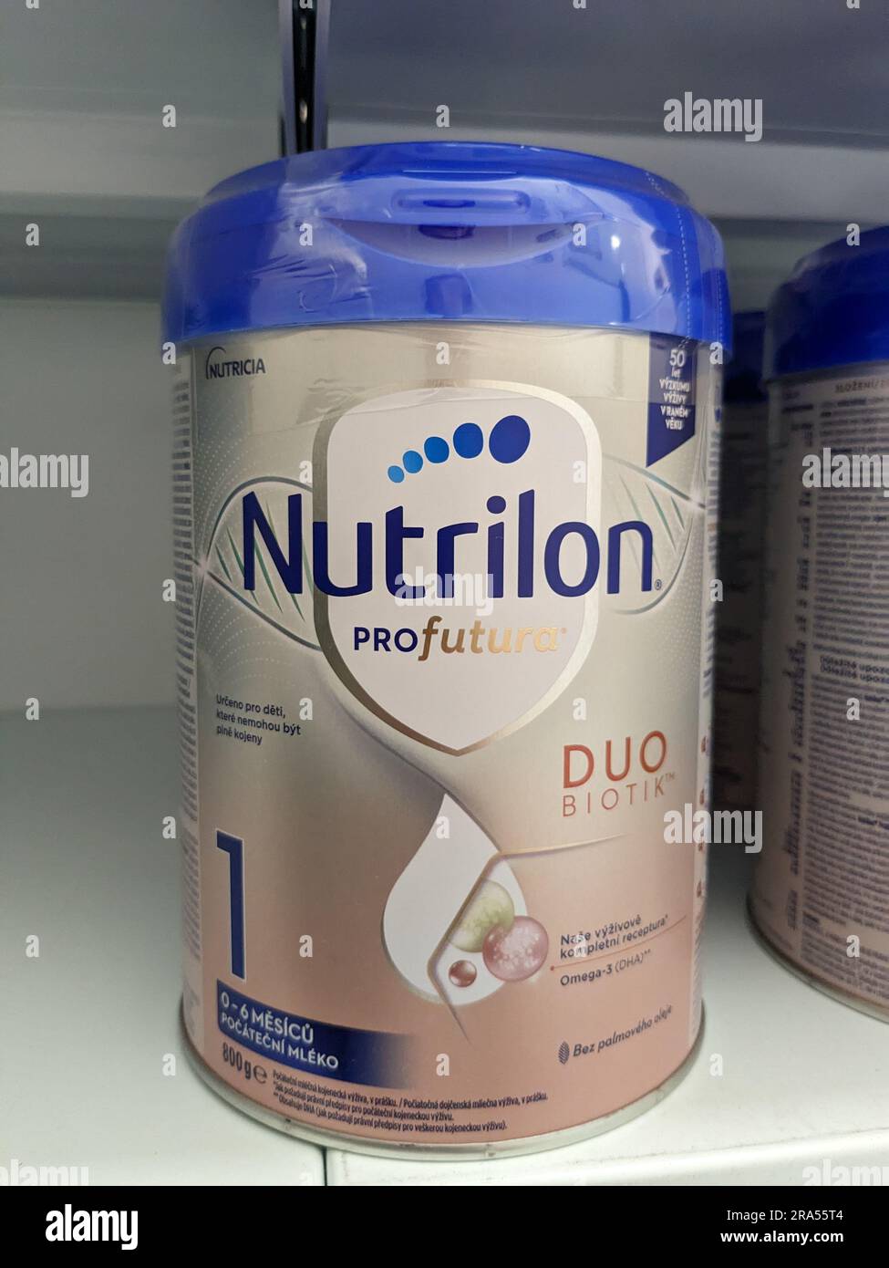 Nutrilon infant milk displayed on the shelves in a pharmacy,baby ...