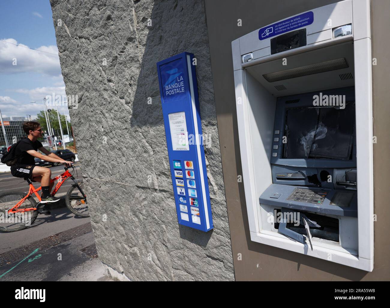 Nanterre(France. 1st July, 2023. A destroyed ATM machine is seen in ...