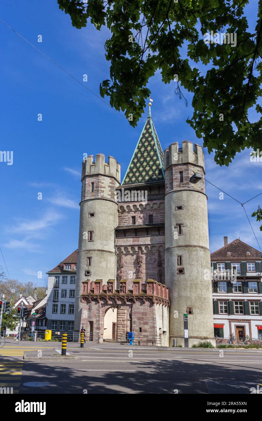 Basel Switzerland - April 26. 2021: The ancient city gate Spalentor. It ...