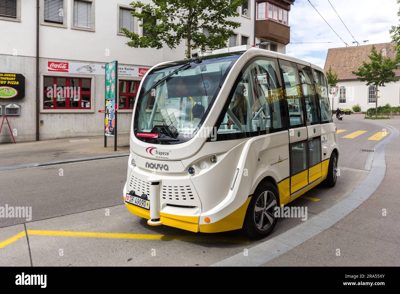 Neuhausen, Switzerland - June 24. 2018: the first unmanned bus ...