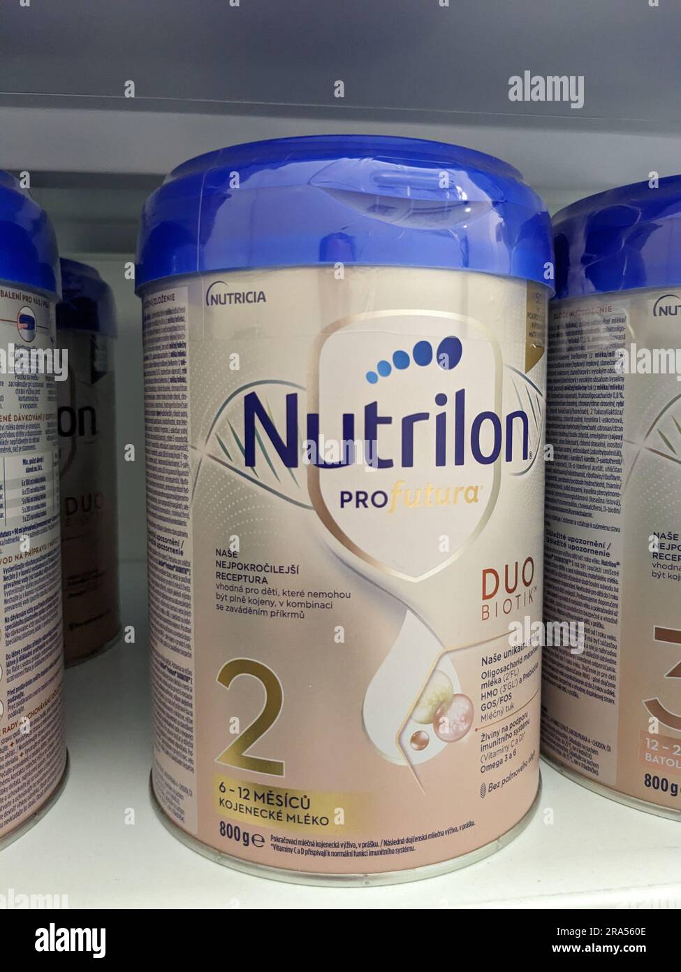 Nutrilon infant milk displayed on the shelves in a pharmacy,baby ...