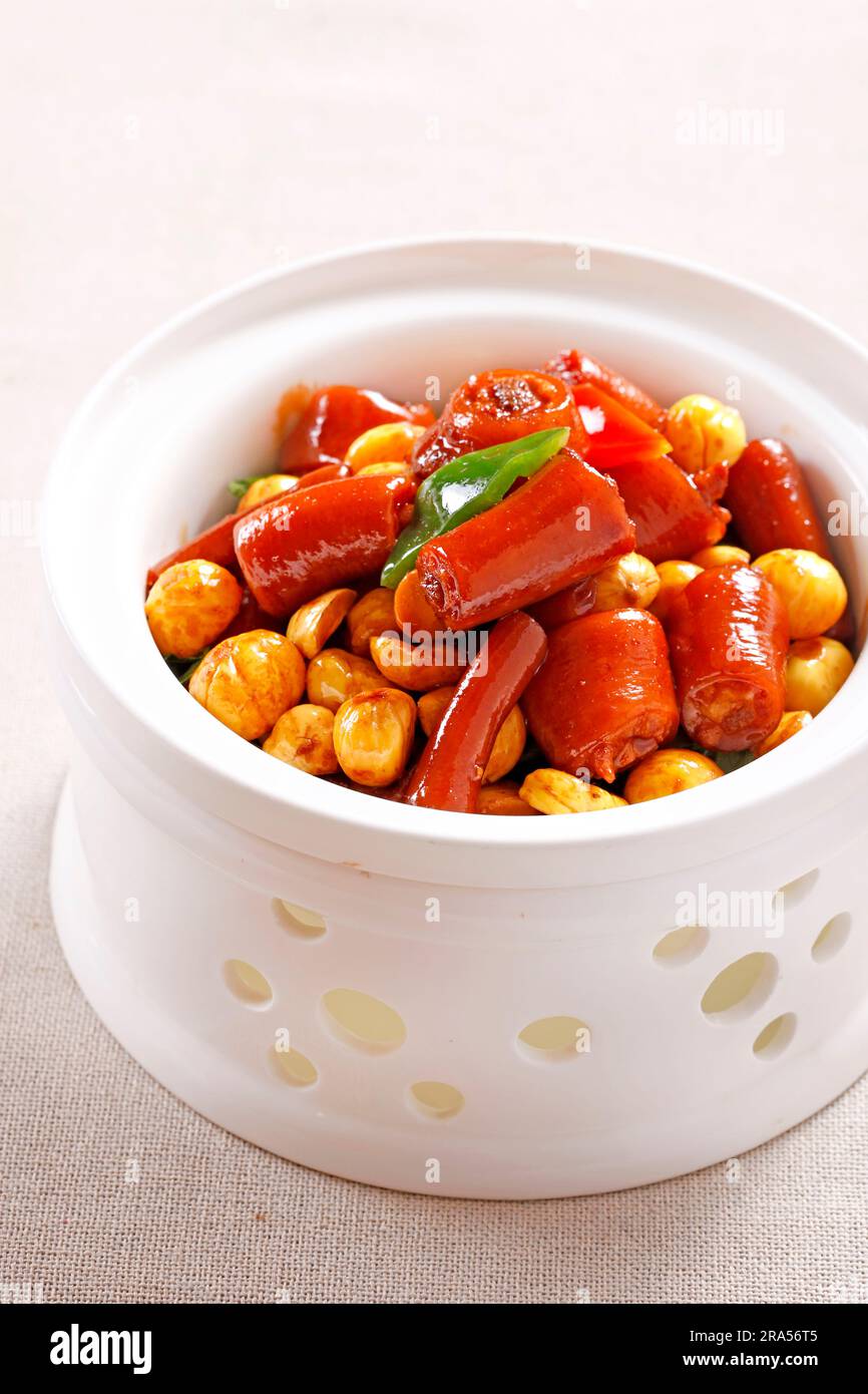 Braised Pig tails with Chestnuts Stock Photo - Alamy