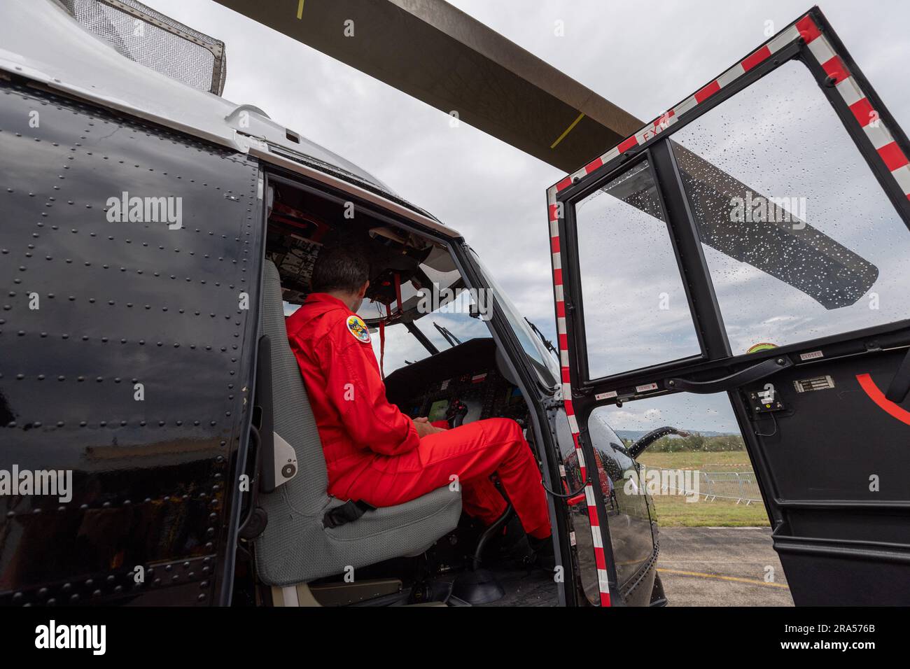 Marignane, France. 30th June, 2023. A pilot is seen in the cockpit of ...
