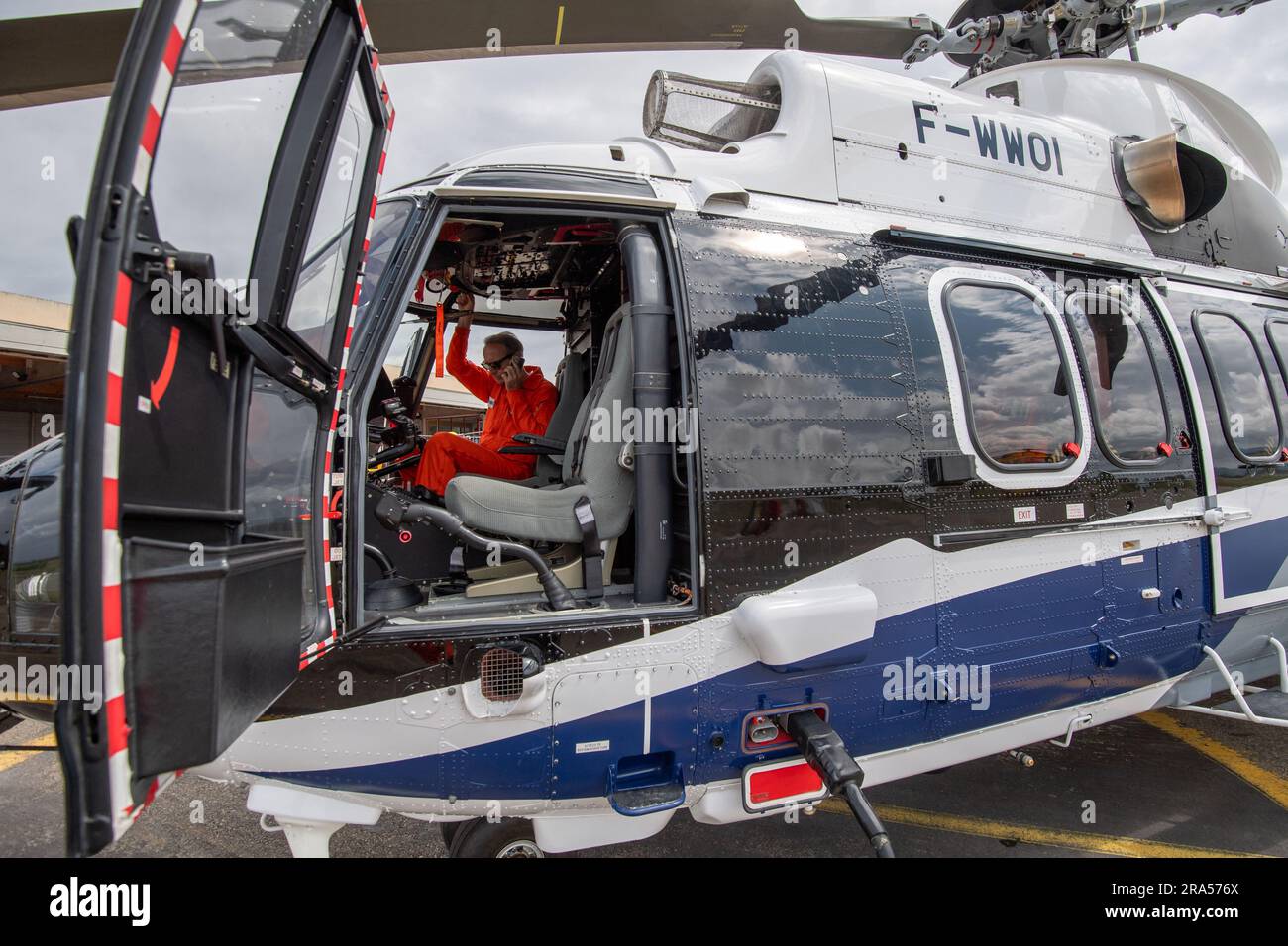 Marignane, France. 30th June, 2023. A pilot is seen in the cockpit of ...