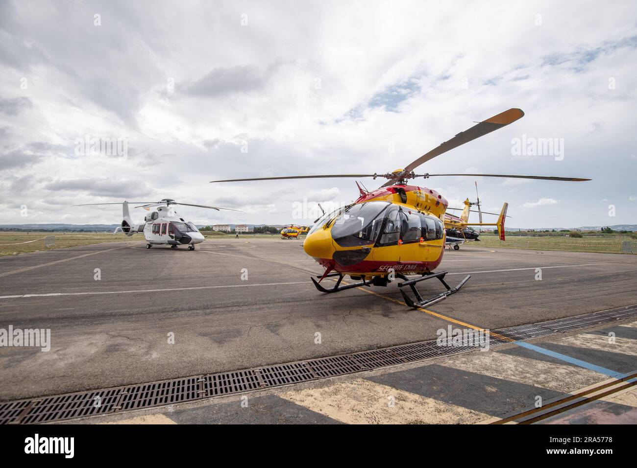 Marignane, France. 30th June, 2023. Helicopters are exhibited for the ...