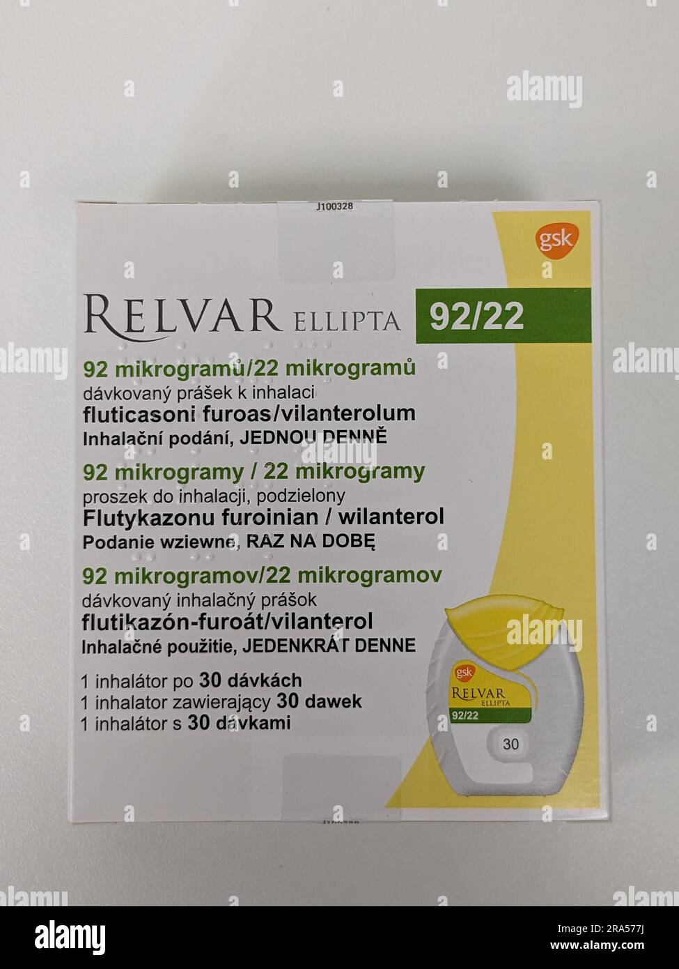 Prague,Czech republic-May 22 2023:GSK Relvar Elipta dry powder for ...
