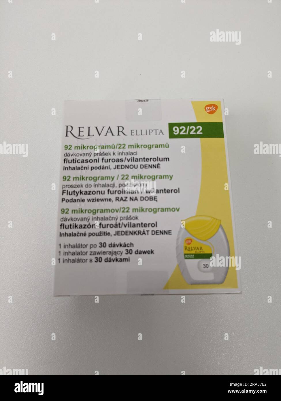 Prague,Czech republic-May 22 2023:GSK Relvar Elipta dry powder for ...