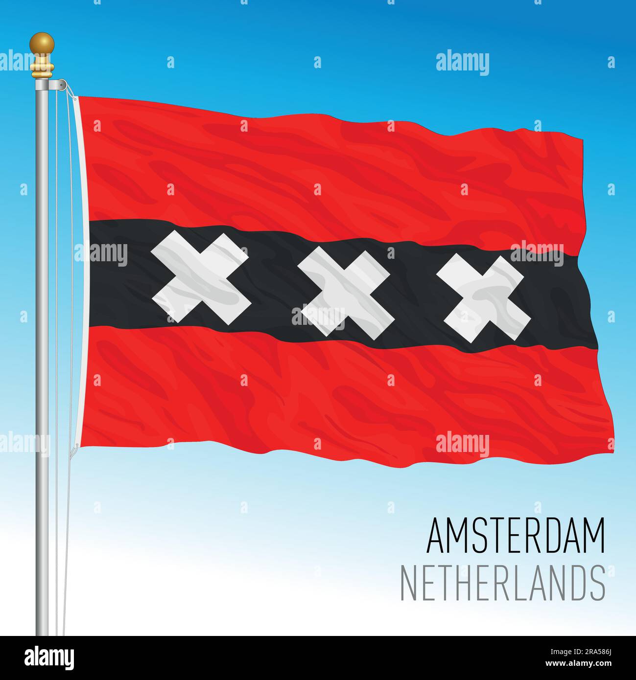 Amsterdam, flag of the municipality of the capital city, Netherlands ...