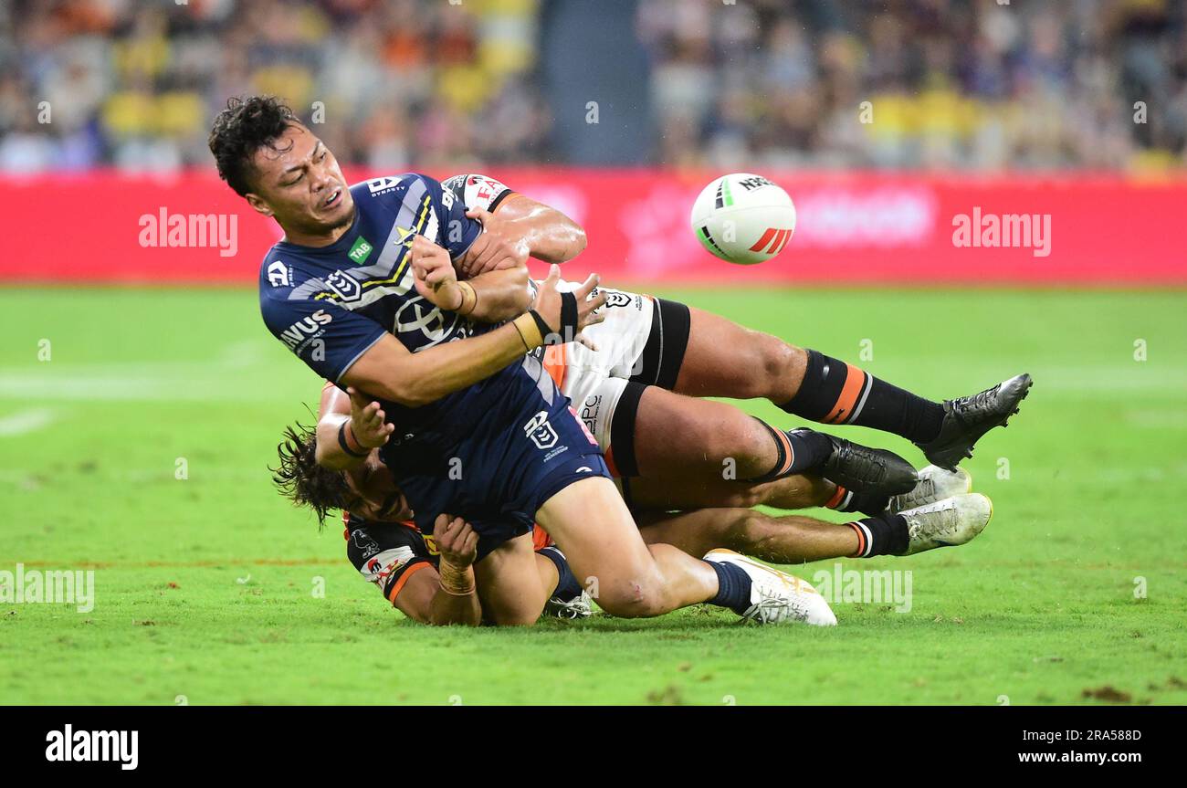 Townsville, Australia. 01st July, 2023. Jeremiah Nanai of the Cowboys ...