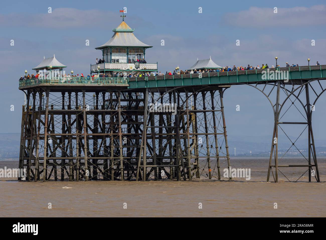People gathering on Clevedon Pier to go on the PS Waverly for a day ...