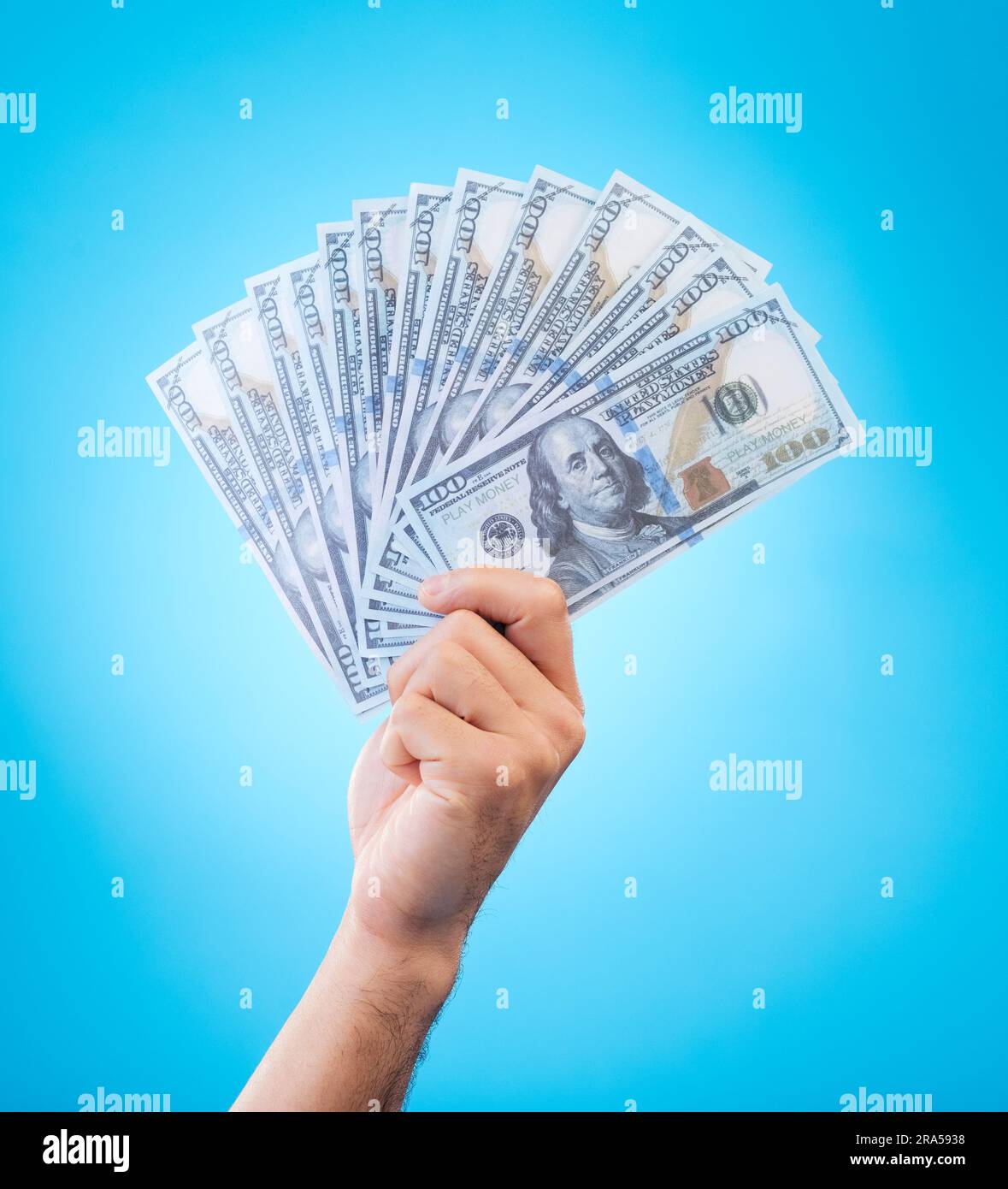 Money, studio hands and person show dollar bills, reward or bonus cash ...