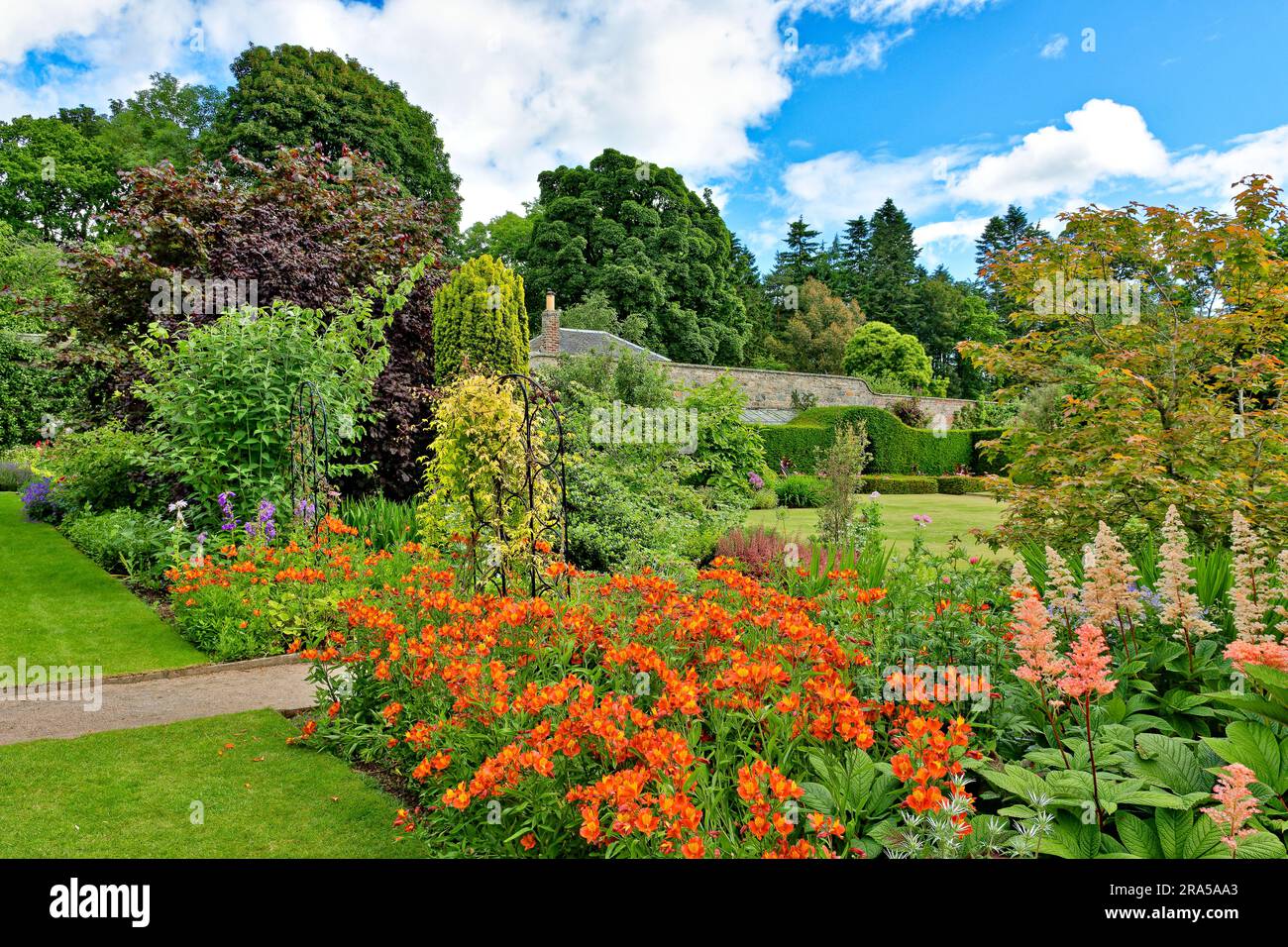 Castle Fraser Kemnay Aberdeenshire Scotland inside the walled garden in ...