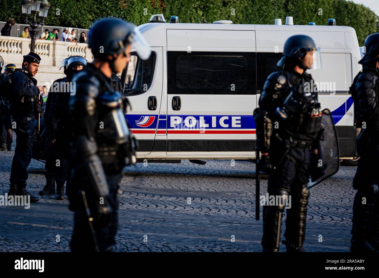 Paris, France. 30th June, 2023. A police van seen in Place de la ...