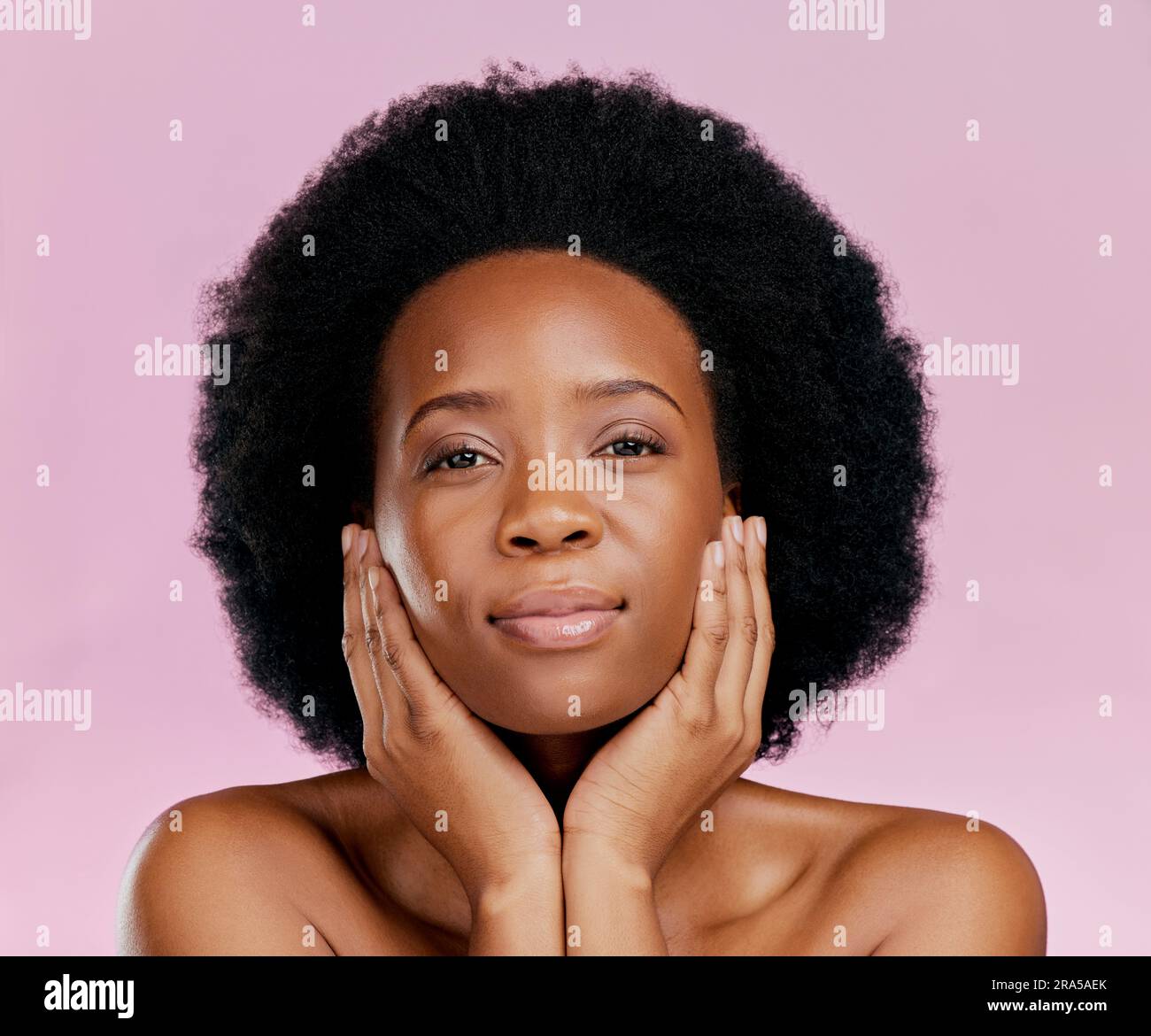 Portrait, luxury and black woman with skincare, dermatology and ...