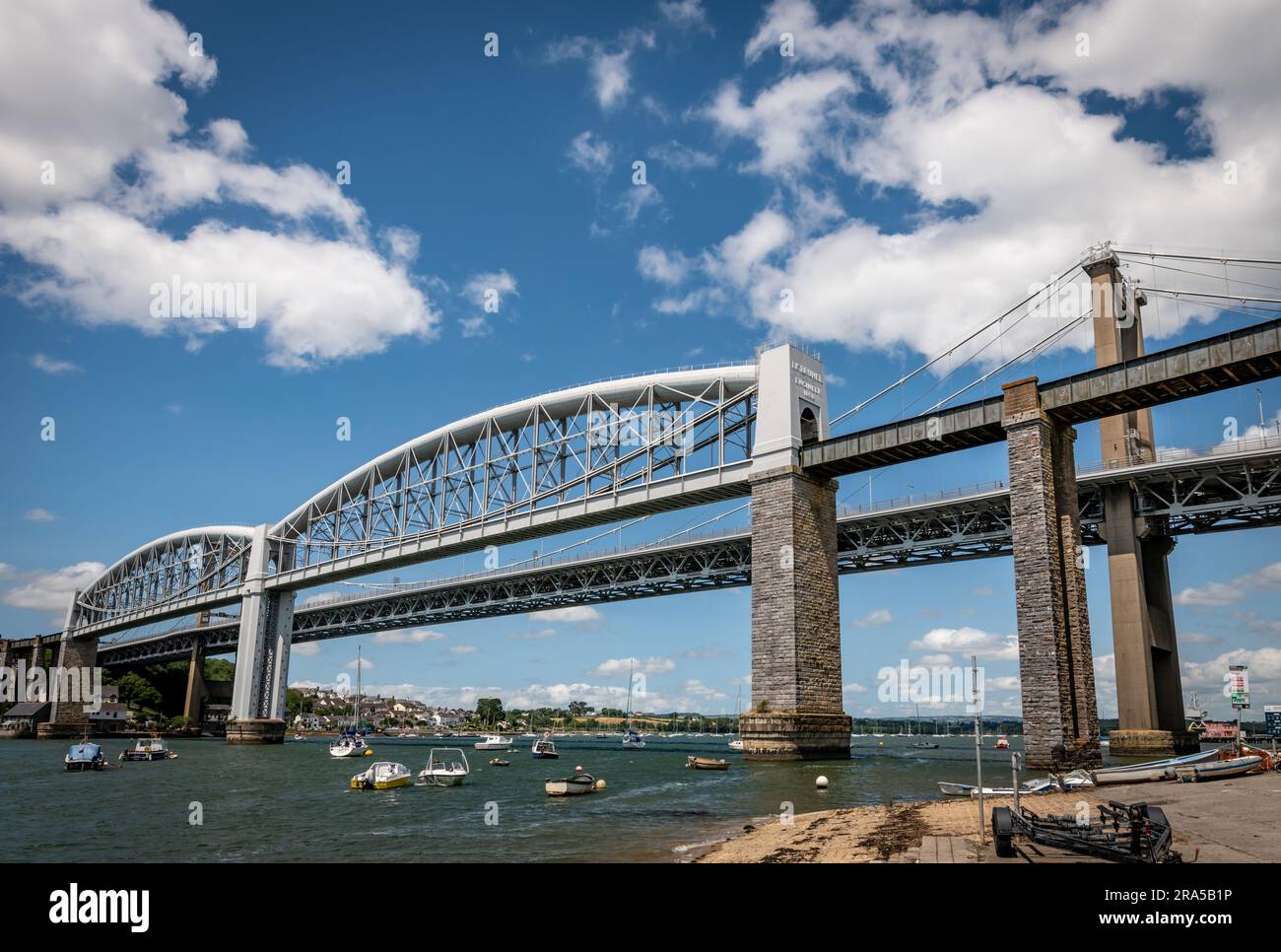 The Prince Albert Bridge and Tamar Bridge linking Devon and Cornwall ...