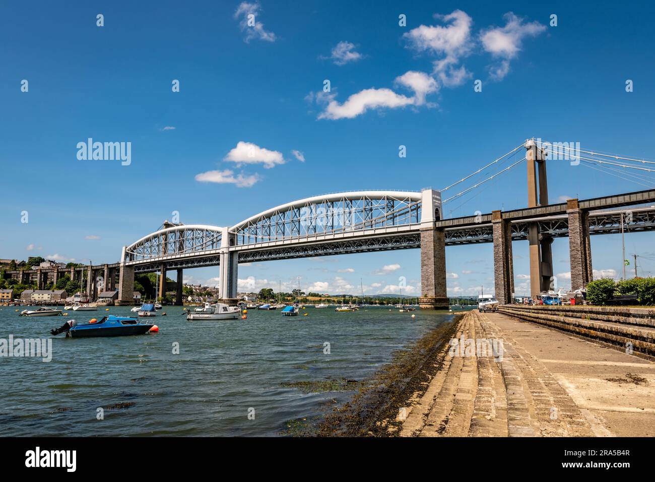 The Prince Albert Bridge and Tamar Bridge linking Devon and Cornwall ...