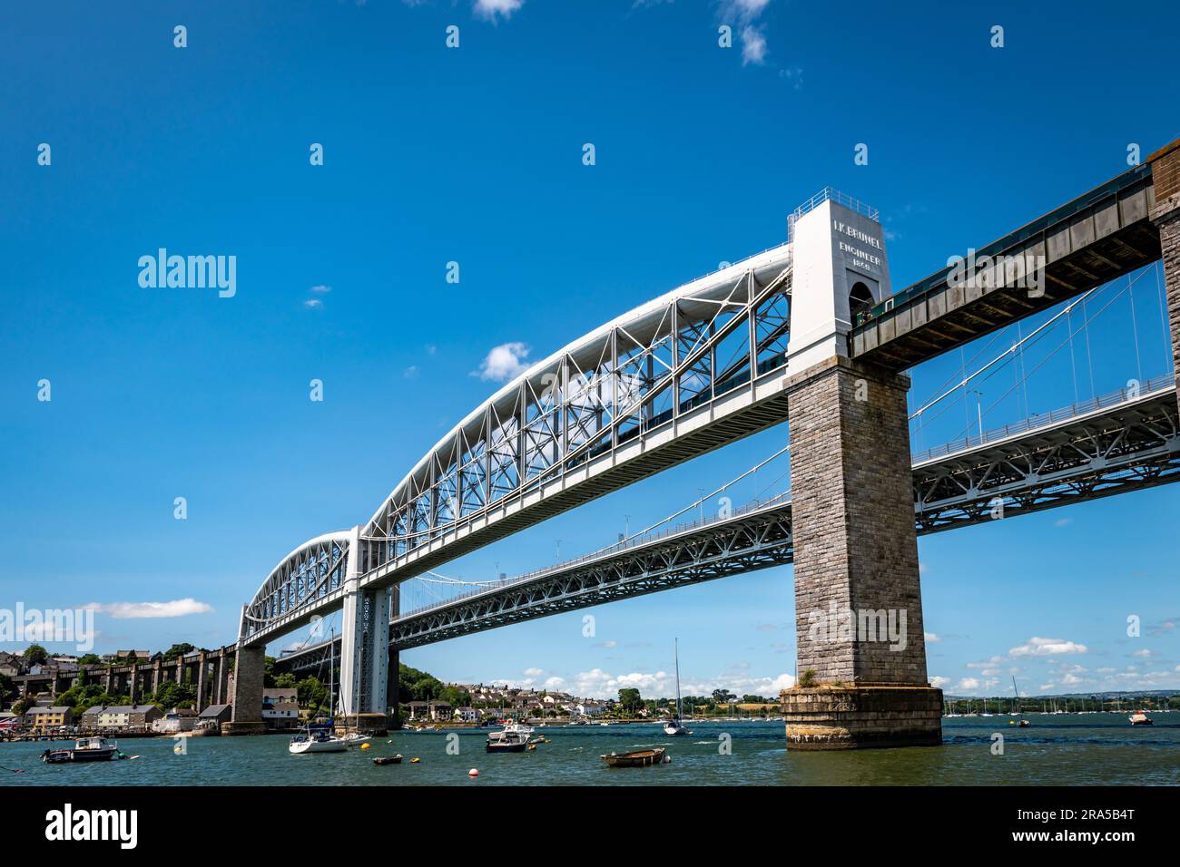 The Prince Albert Bridge and Tamar Bridge linking Devon and Cornwall ...