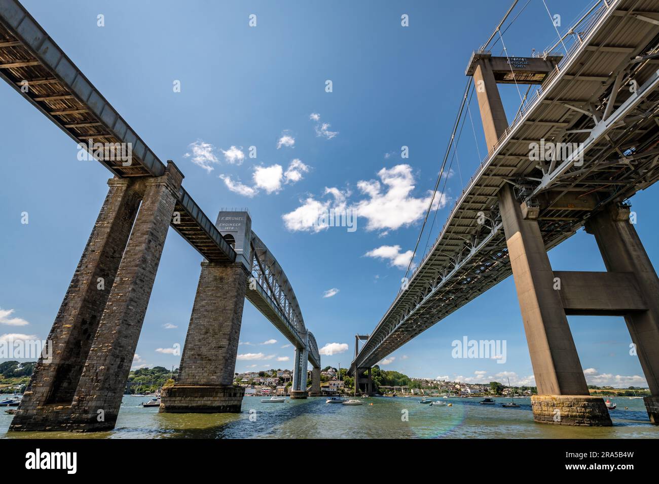 The Prince Albert Bridge and Tamar Bridge linking Devon and Cornwall ...